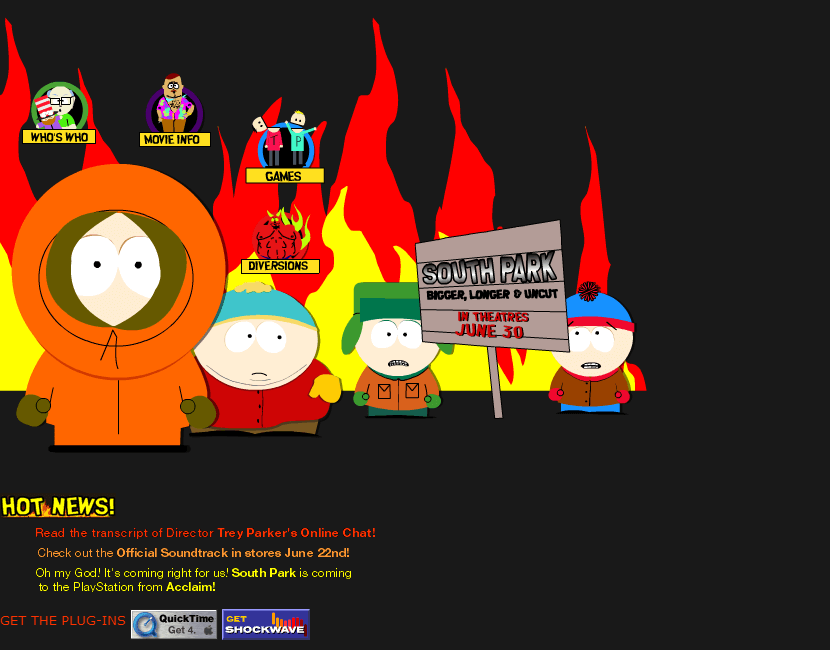South Park Movie in 1999 - Web Design Museum South Park Movie in 1999 - Web Design Museum
