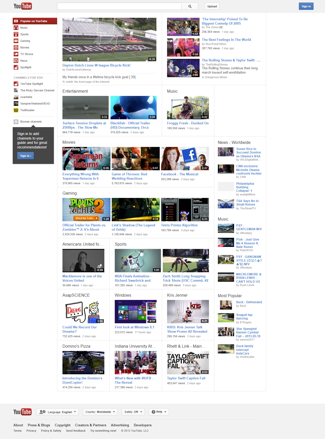 YouTube in 2013 - Web Design Museum YouTube in 2013 - Web Design Museum